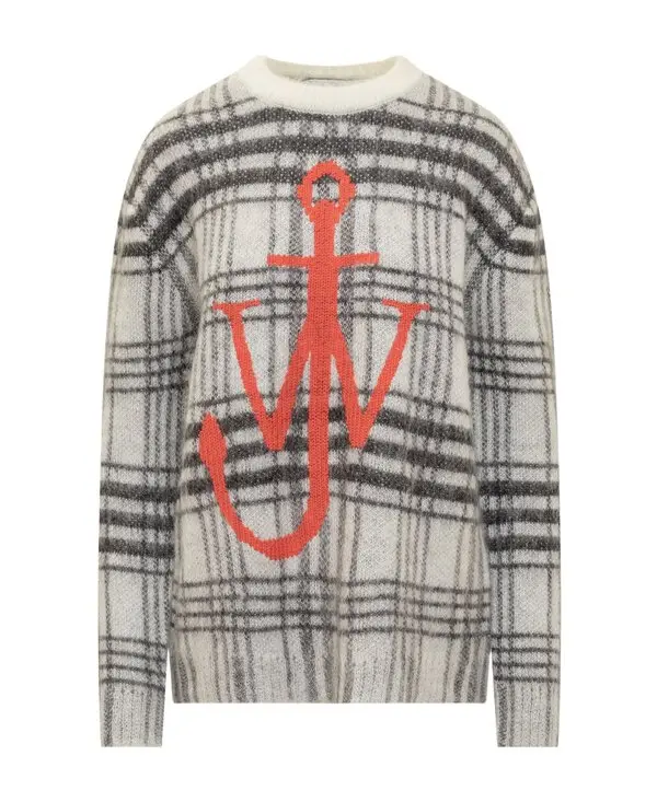 J.W.ANDERSON Jw Anderson Logo Intarsia-knit Checked Jumper - Red