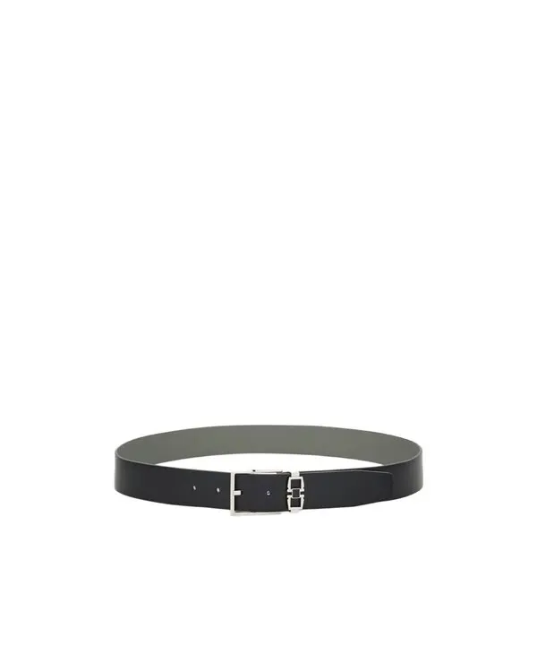 FERRAGAMO Gancini Buckled Reversible Belt - Black/gray