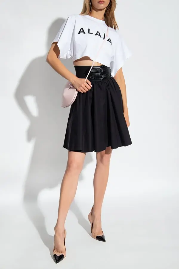 Alaïa High Waist Skirt With Elastic Belt