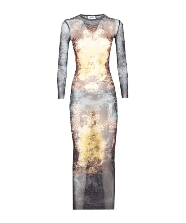 JEAN PAUL GAULTIER Long Sleeve Printed Maxi Dress