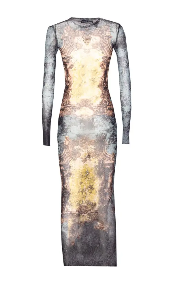 JEAN PAUL GAULTIER Long Sleeve Printed Maxi Dress