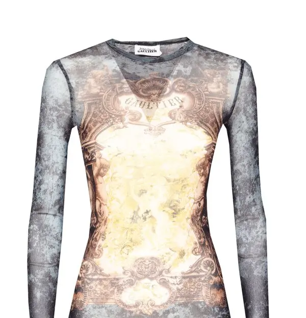 JEAN PAUL GAULTIER Long Sleeve Printed Maxi Dress