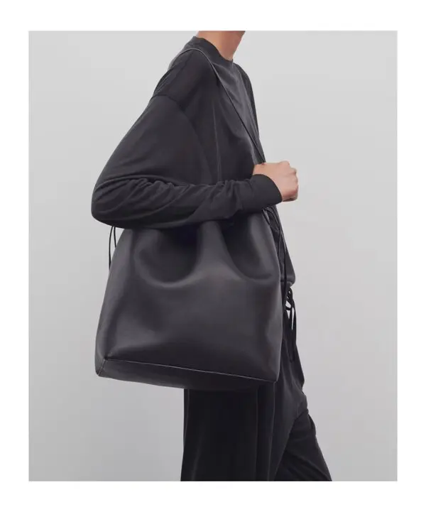 THE ROW Belvedere Drawstring Bucket Bag - Black