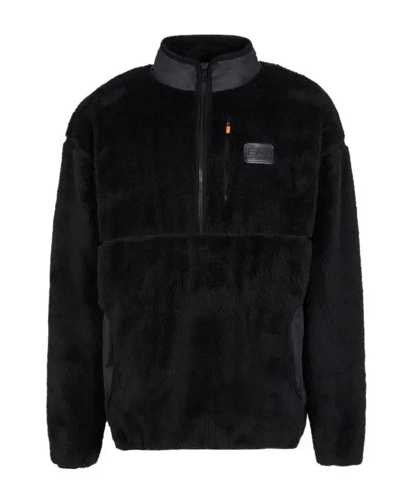EA7 Suede Sports Sweater With Zipper Details
