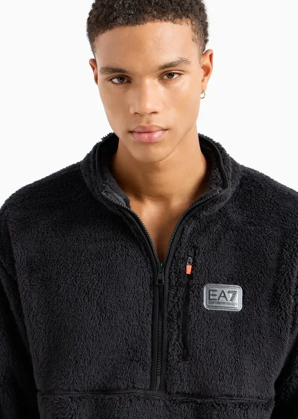 EA7 Suede Sports Sweater With Zipper Details