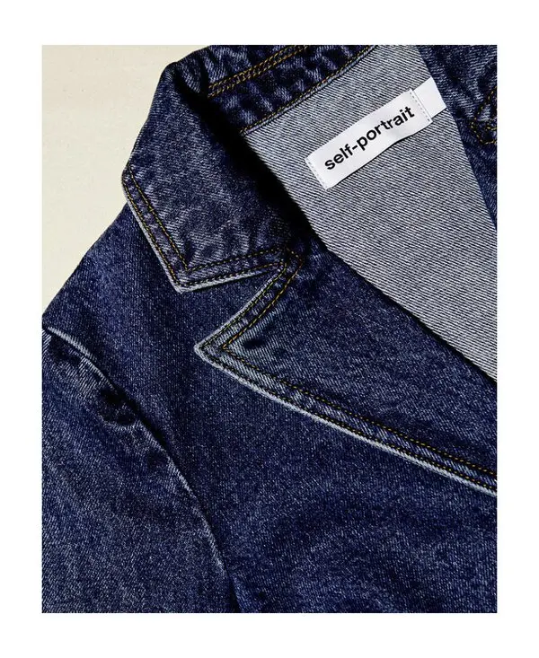 SELF-PORTRAIT V-neck Long-sleeved Denim Jacket