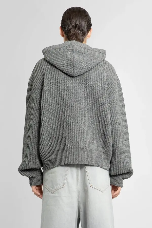 Ami Virgin Wool Ribbed Hoodie