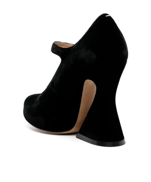 MAISON MARGIELA Velvet Peep-toe Mary Jane Sandals