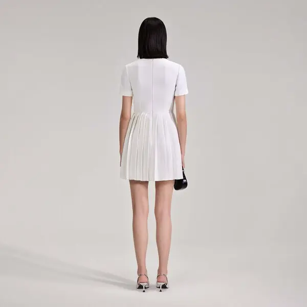 SELF-PORTRAIT Lace-collar Pleated Midi Dress