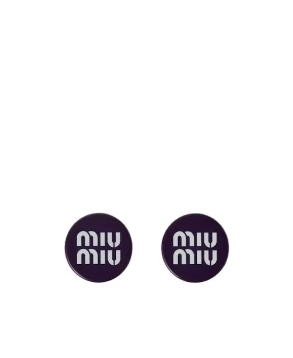 Miu Miu Plexiglass Logo Earrings - Purple/white