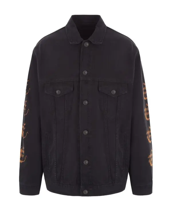 Balenciaga Single-breasted Denim Jacket With Graphic Print