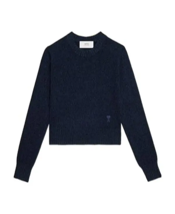 AMI Paris Long-sleeved Crewneck Knitted Jumper With Embroidered Logo