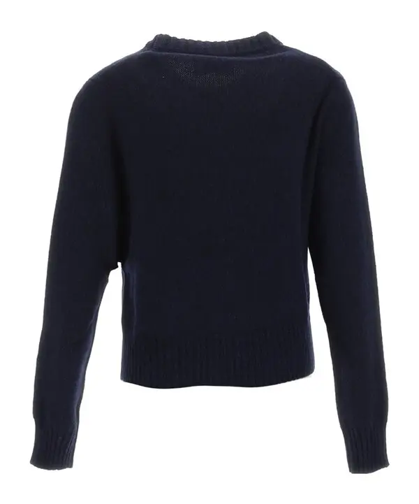 AMI Paris Long-sleeved Crewneck Knitted Jumper With Embroidered Logo
