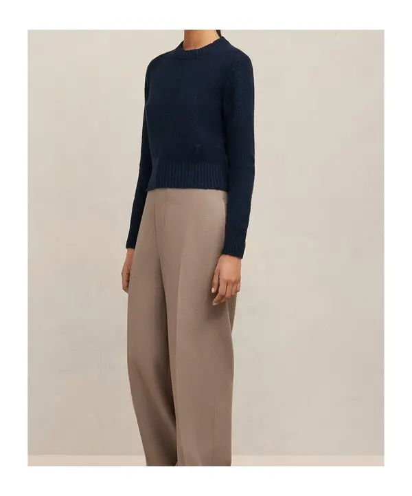 AMI Paris Long-sleeved Crewneck Knitted Jumper With Embroidered Logo