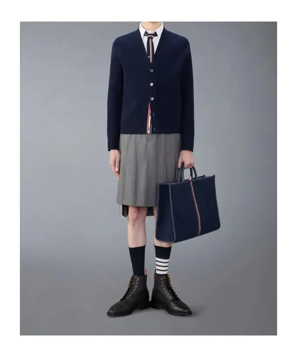 Thom Browne Washed Stitch Knitted Cardigan - Navy Blue