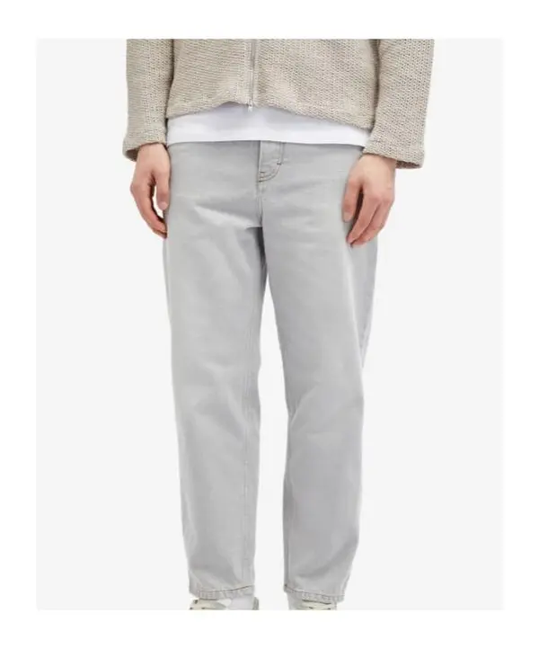 AMI Paris Straight Leg Jeans With Logo Patch - Gray