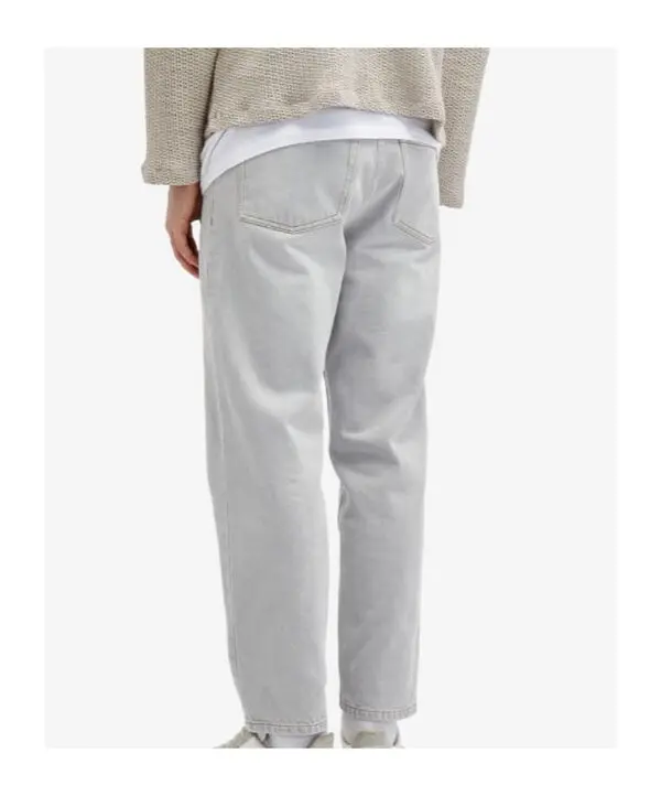AMI Paris Straight Leg Jeans With Logo Patch - Gray