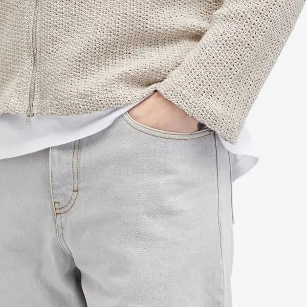 AMI Paris Straight Leg Jeans With Logo Patch - Gray