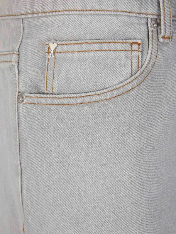 AMI Paris Straight Leg Jeans With Logo Patch