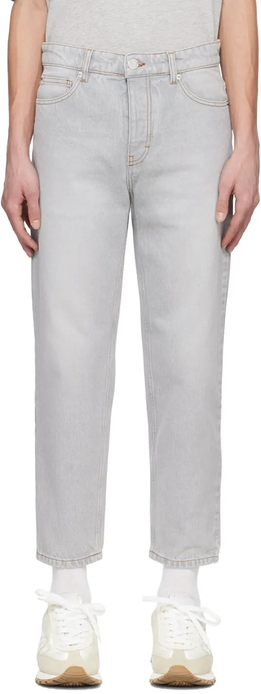 AMI Paris Straight Leg Jeans With Logo Patch
