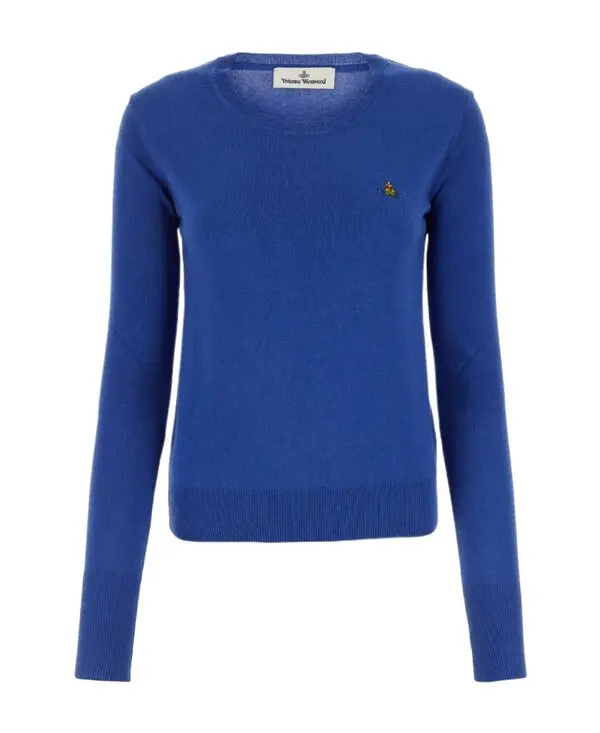 VIVIENNE WESTWOOD Orb Embroidered Long-sleeved Jumper - Blue