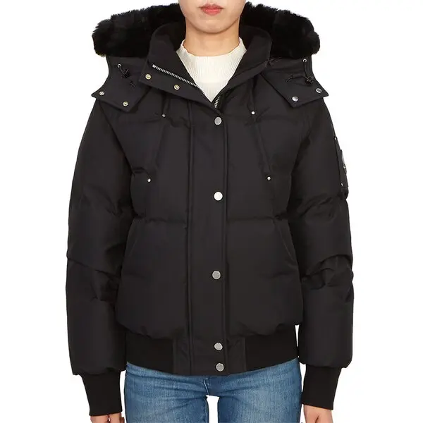 Moose Knuckles Buttoned Hooded Bomber Jacket