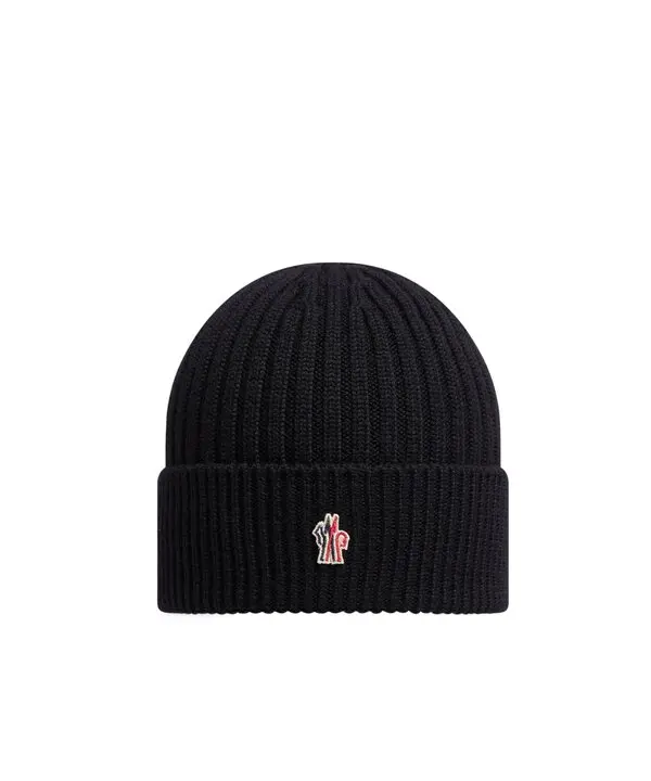 Moncler Logo Embroidered Knit Beanie - Black