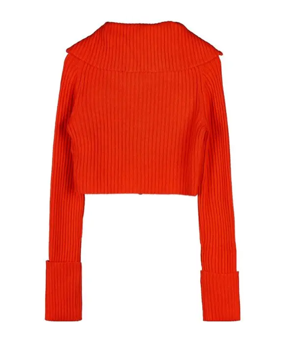 Sportmax Ribbed Zip-up Sweater With Cuffed Sleeves