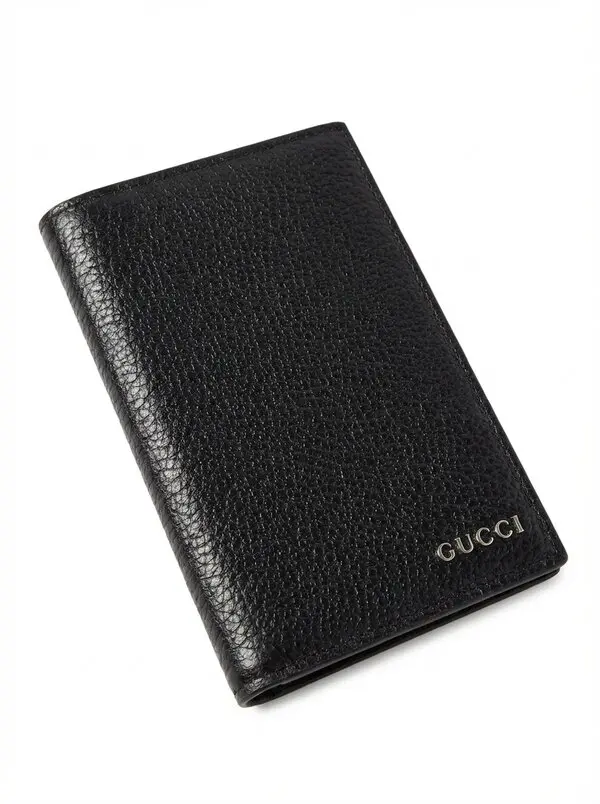 Gucci Logo Lettering Passport Case - Black