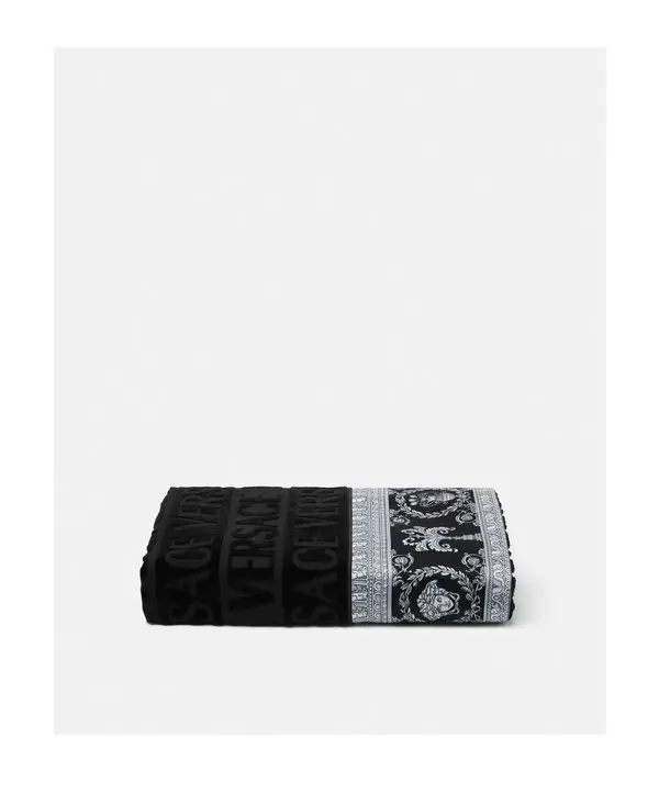 Versace Allover Logo Detailed Bath Towel