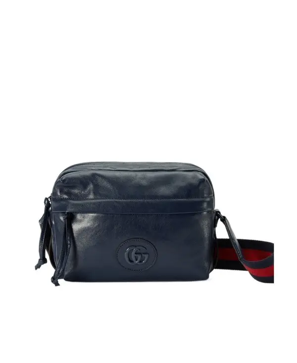 Gucci Double-g Leather Shoulder Bag - Black