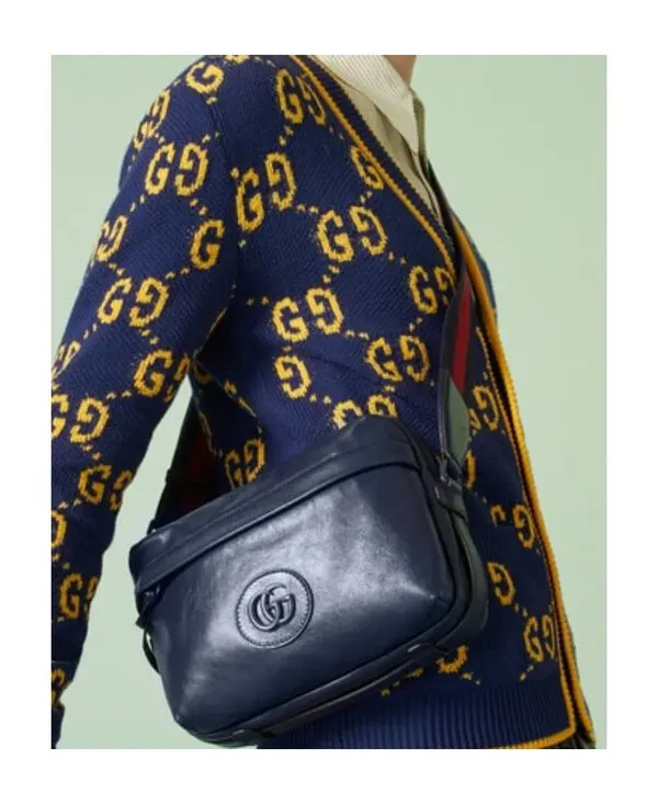 Gucci Double G Leather Shoulder Bag