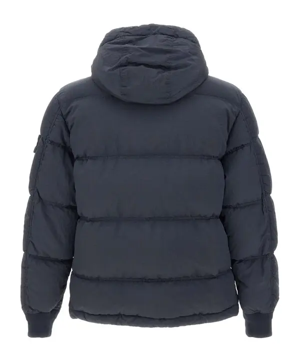 Stone Island Logo Patch Zip-up Puffer Jacket - Blue