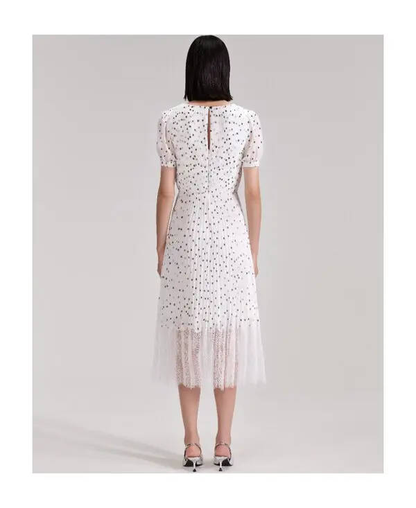 SELF-PORTRAIT Polka Dot Chiffon Midi Dress