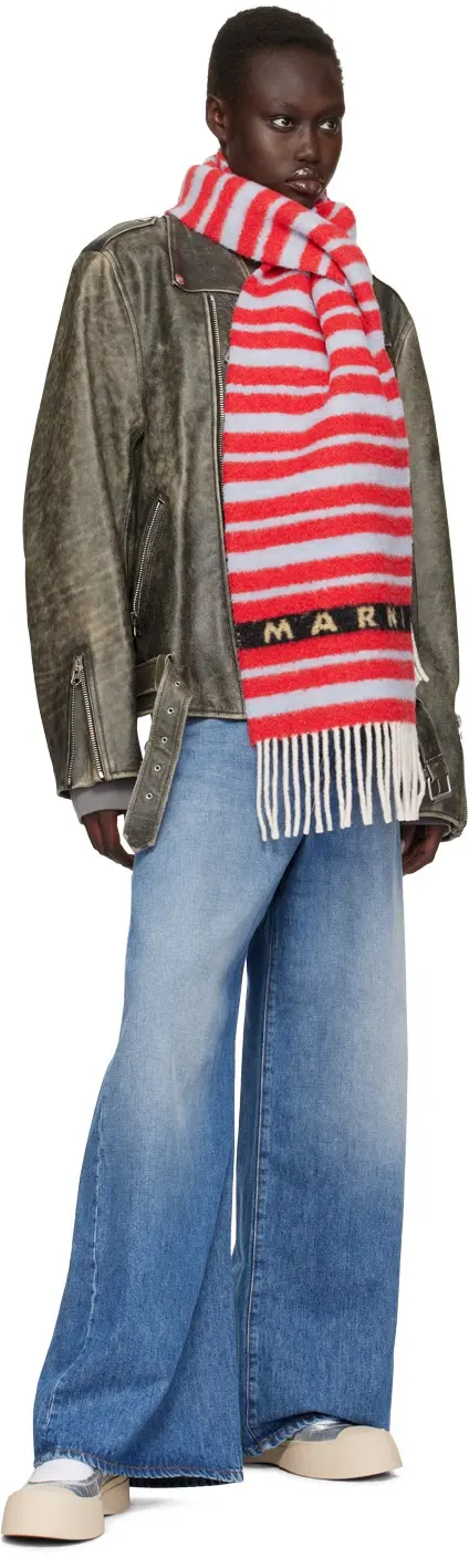 Marni Striped Fringed Scarf