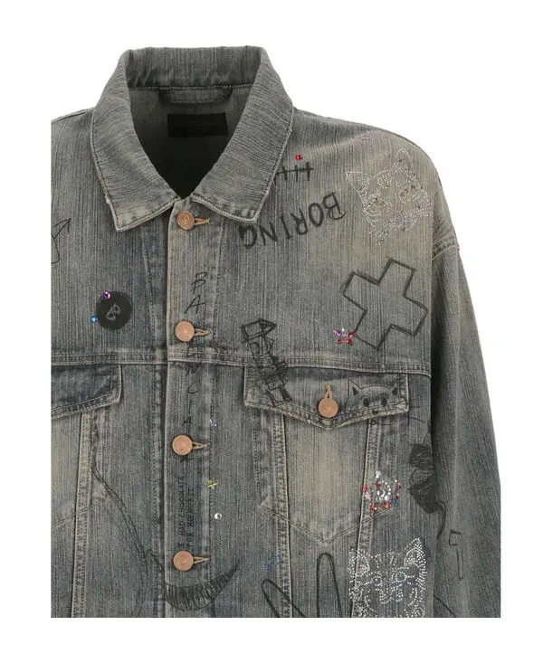 Balenciaga Graffiti Print Denim Jacket