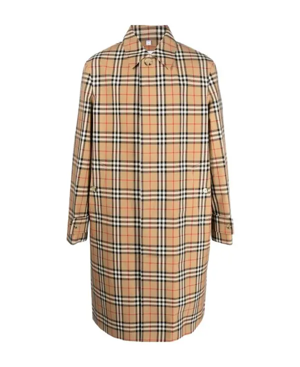 Burberry Checked Collared Trench Coat