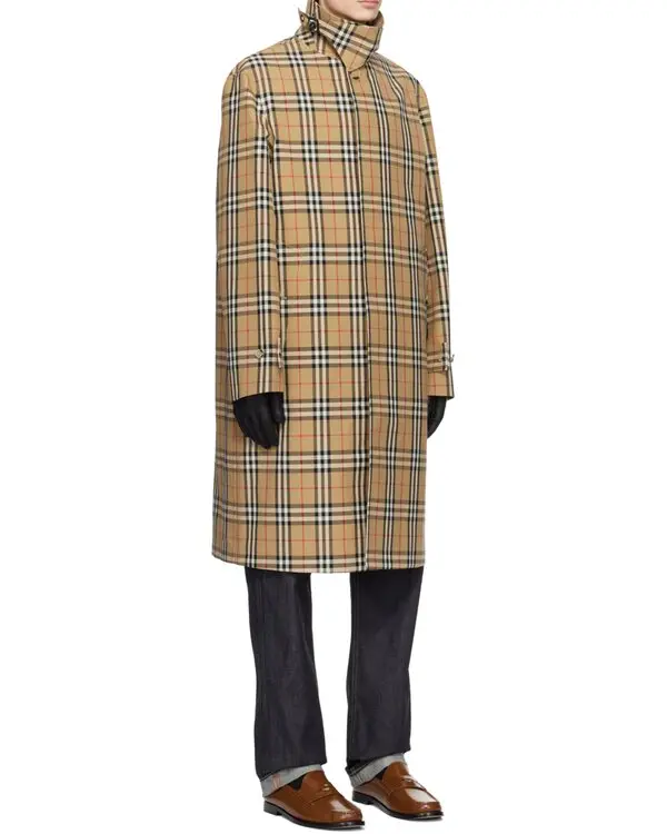 Burberry Checked Collared Trench Coat