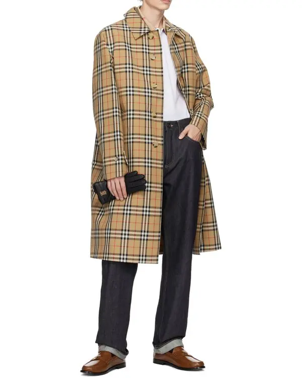 Burberry Checked Collared Trench Coat