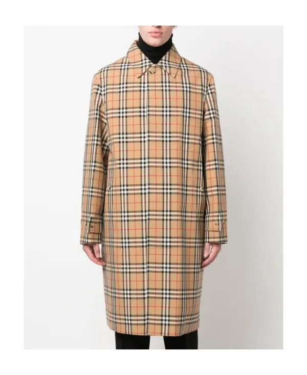 Burberry Checked Collared Trench Coat
