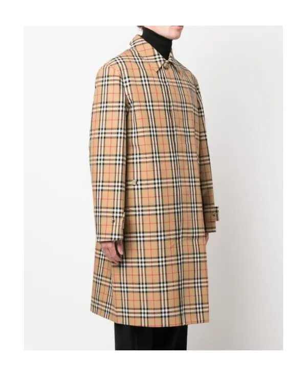 Burberry Checked Collared Trench Coat