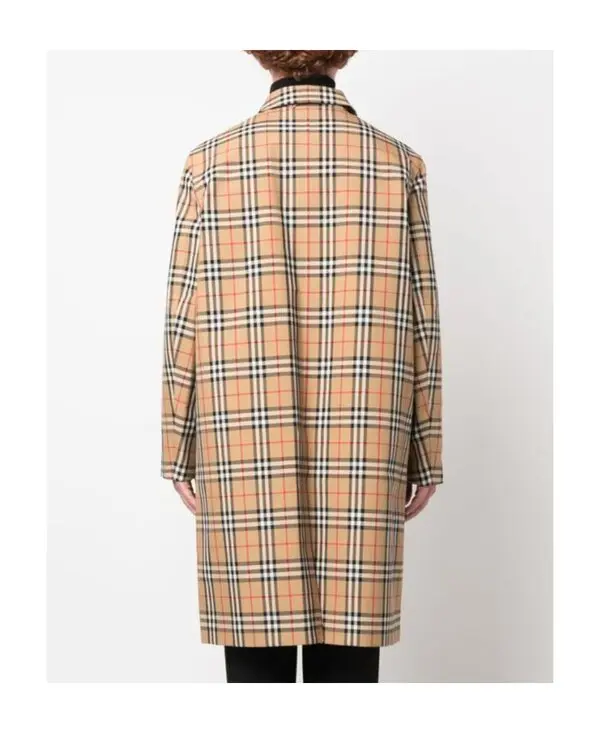 Burberry Checked Collared Trench Coat