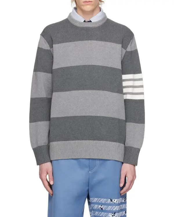 Thom Browne Striped Knit Sweater With Floral Back Detail