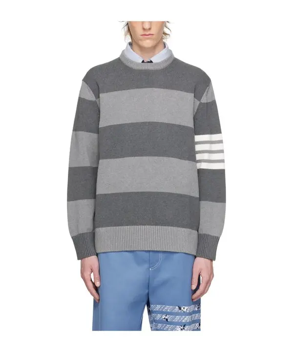 Thom Browne Striped Knit Sweater With Floral Back Detail
