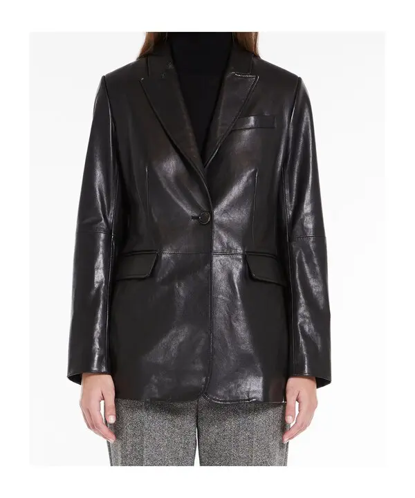 Max Mara Single-breasted Leather Blazer
