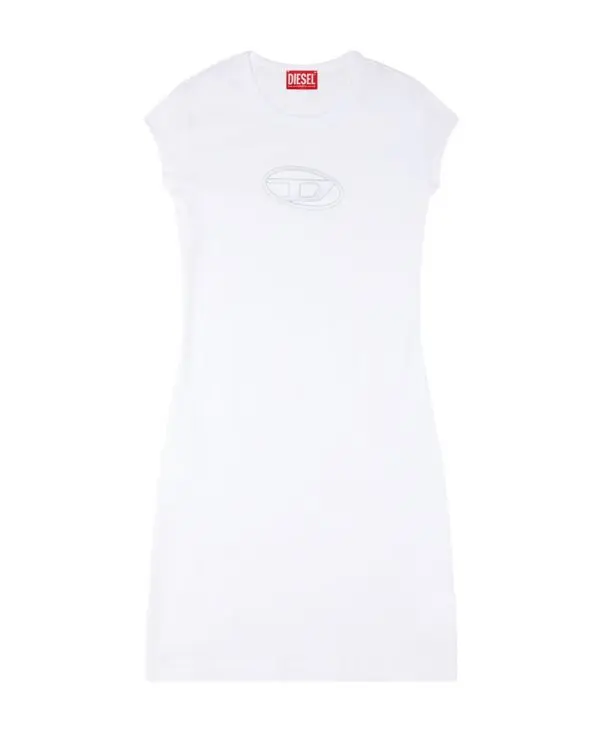 DIESEL® D-angiel Short Sleeve Dress With Cut-out Logo - White