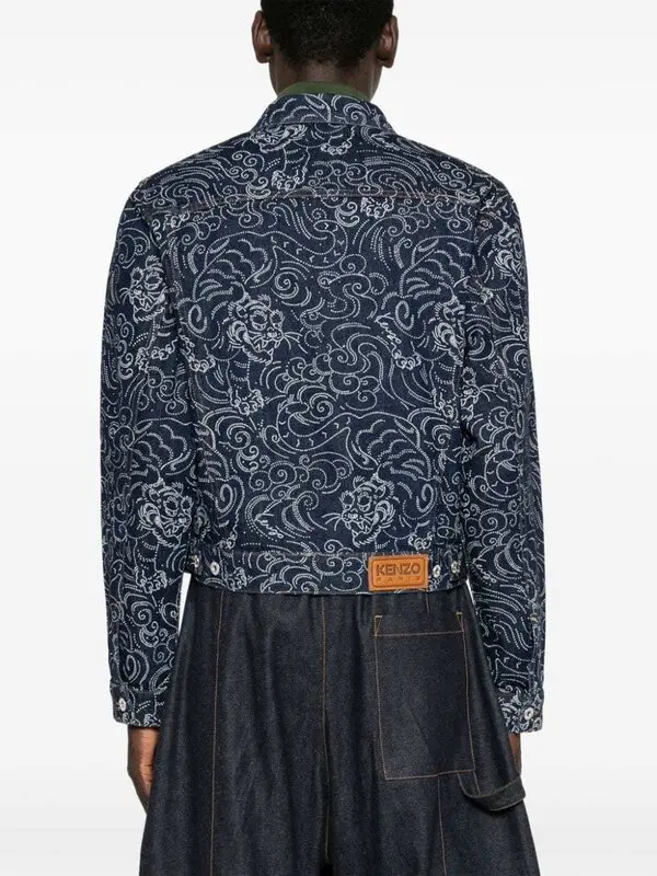 Kenzo Star Tiger Buttoned Denim Jacket