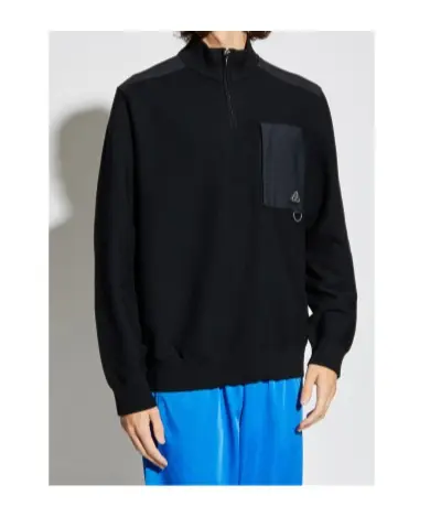 Moose Knuckles Half-zip Panelled Sweater With Stand-up Collar And Cargo Pocket