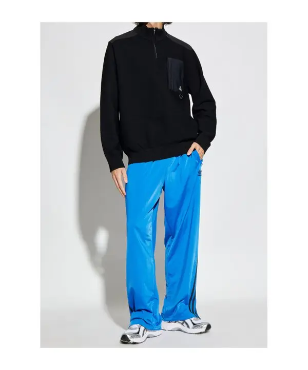 Moose Knuckles Half-zip Panelled Sweater With Stand-up Collar And Cargo Pocket