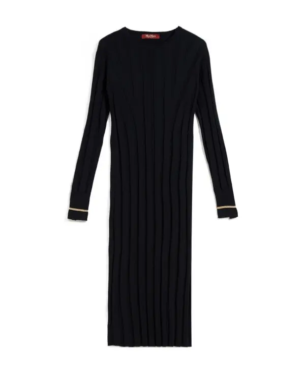 Max Mara Long Sleeve Ribbed Wool Yarn Dress